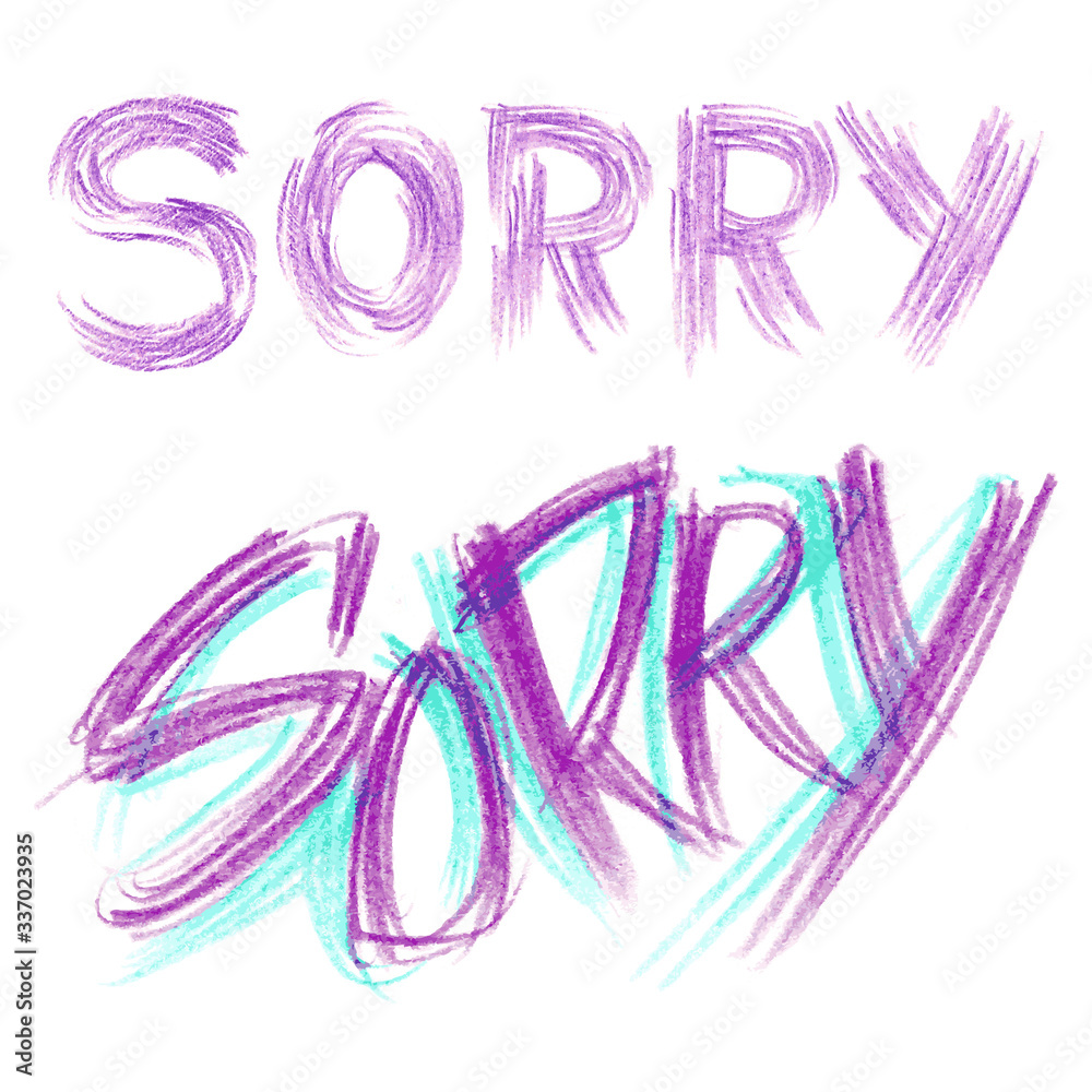 sorry calligraphy lettering word lettering set isolated white ...