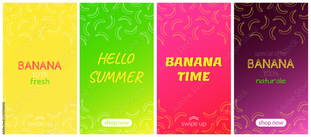 Concept banners, story, tropical fruits, naturalness, shop, fun. Vector ...
