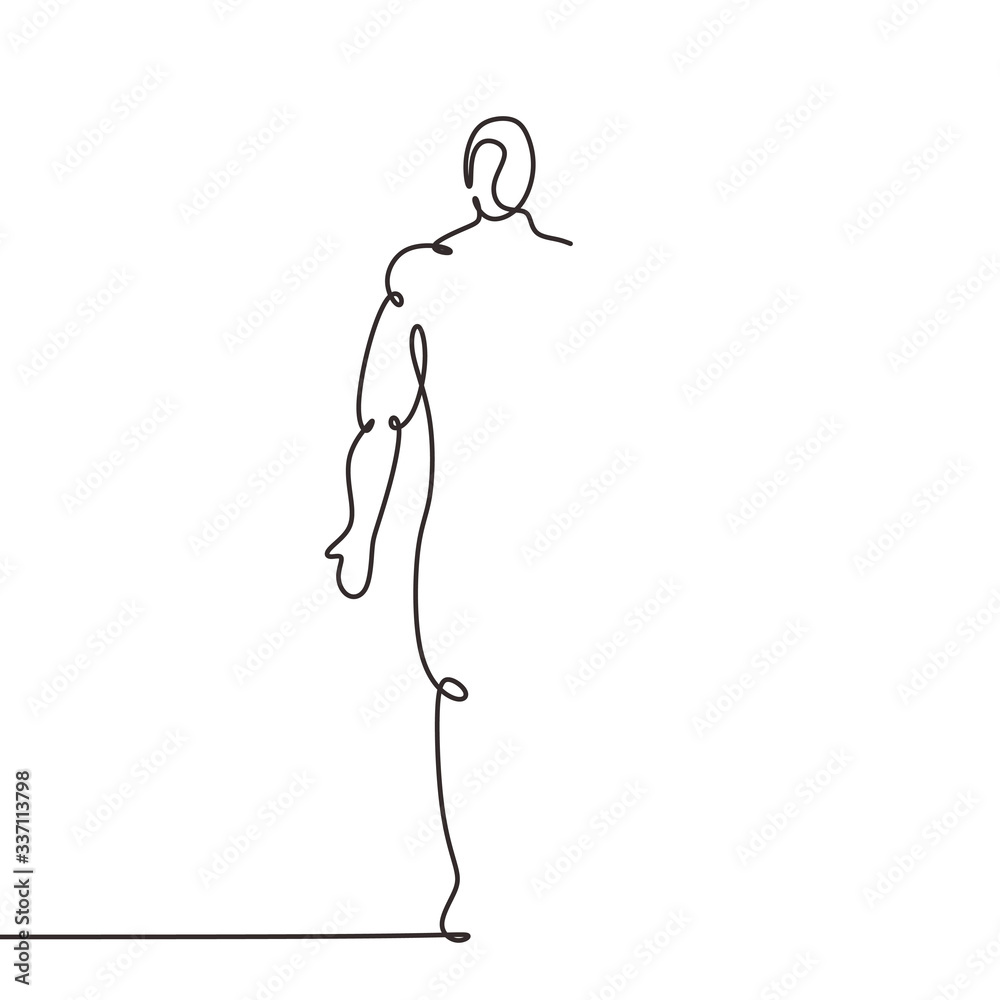 Human portrait one line drawing, body anatomy hand drawn minimalism ...