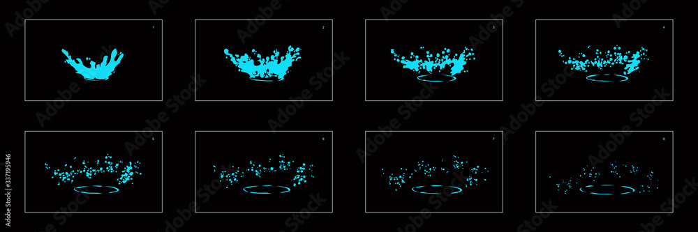 Water splash special effect animation sprite sheet. Classic animation ...