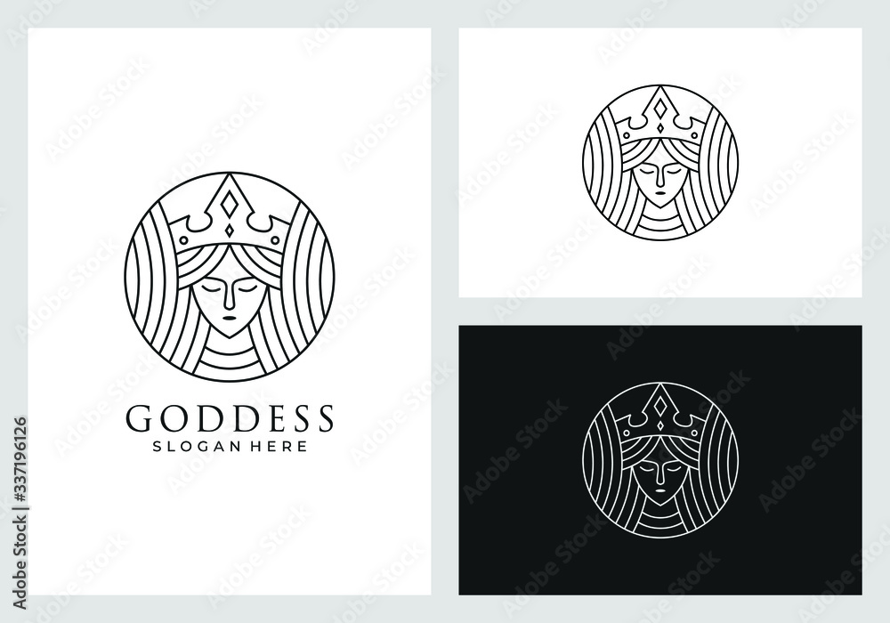goddess logo design in line art style Stock Vector | Adobe Stock