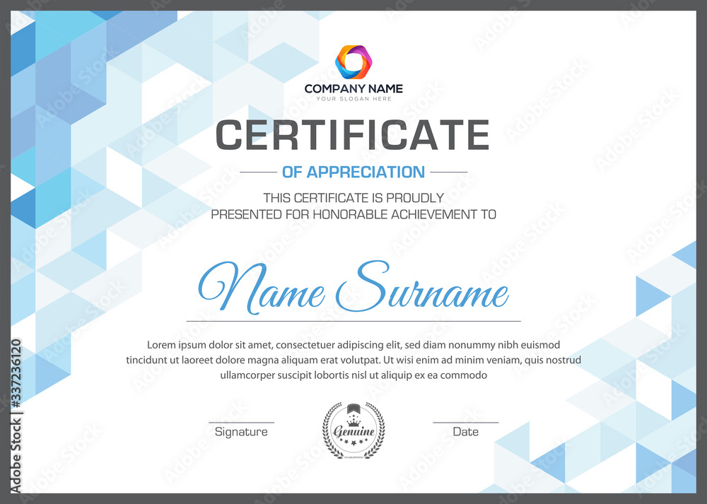 Certificate template for all types company Stock Vector | Adobe Stock
