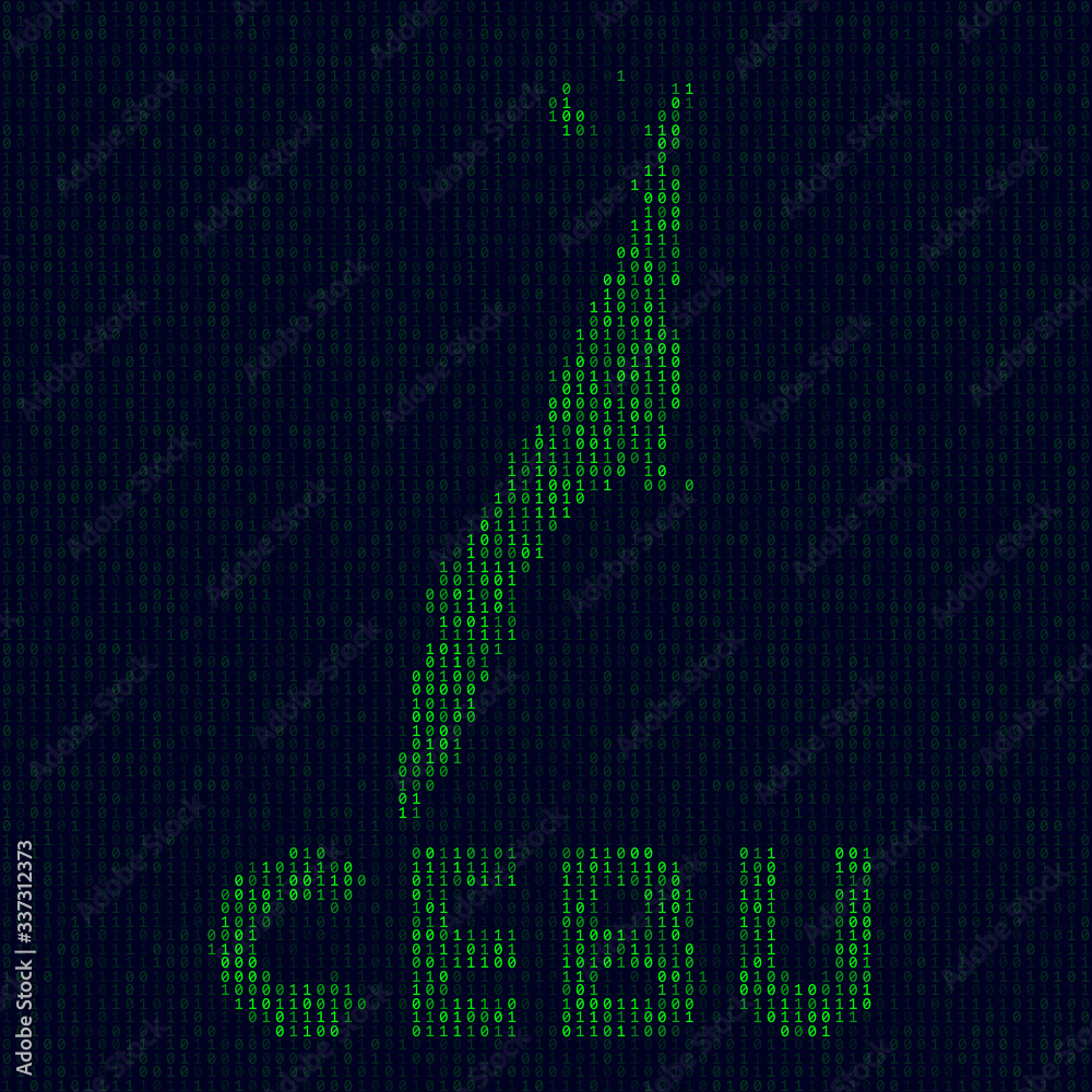 Digital Cebu logo. Island symbol in hacker style. Binary code map of ...