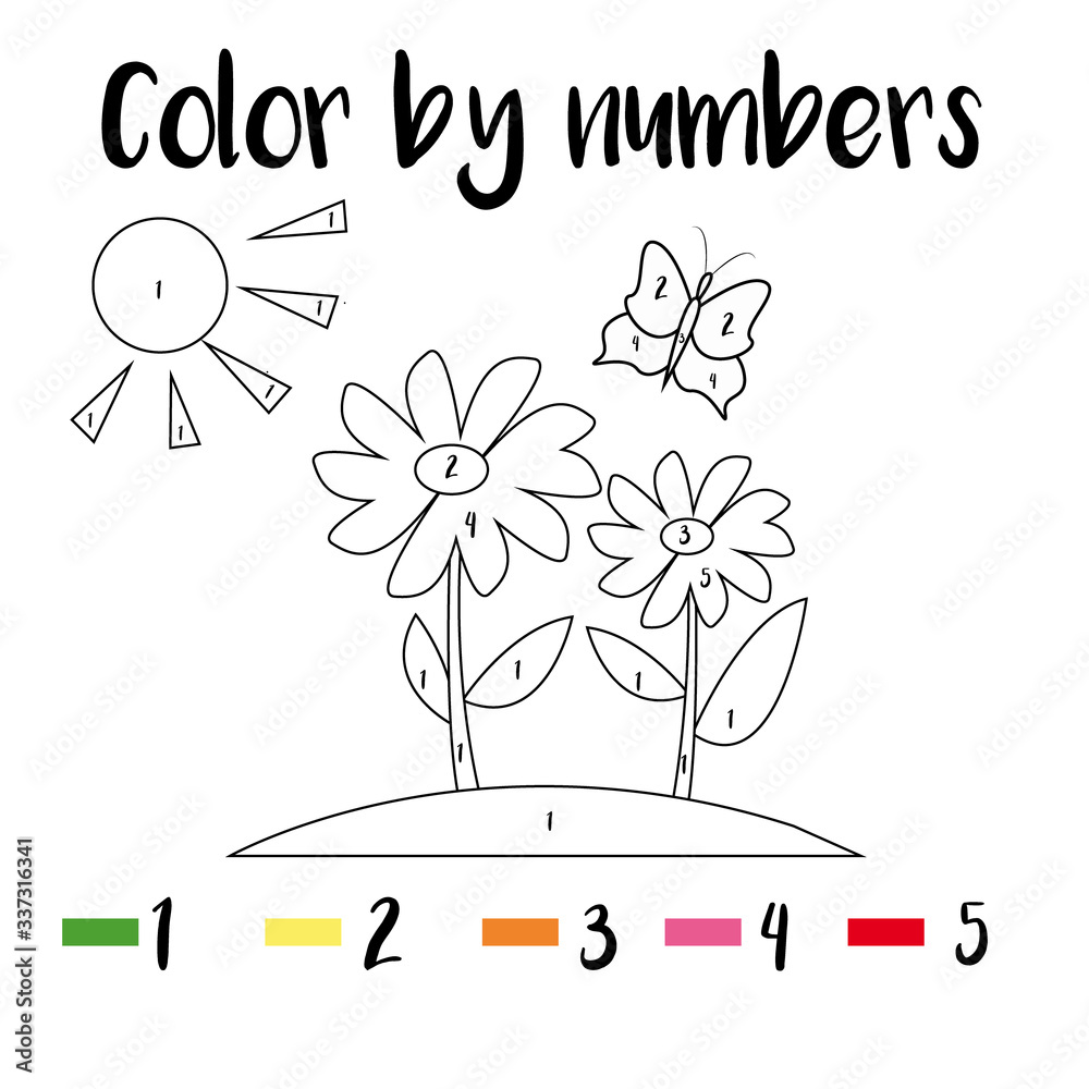 Preschool Counting Activities. Coloring page with colorful illustration ...