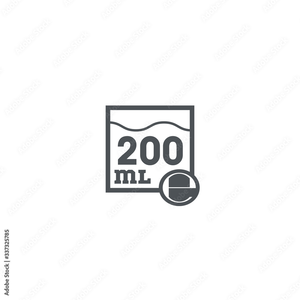 Liter l sign (l-mark) estimated volumes 200 milliliters (ml) Vector ...