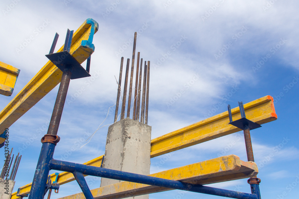 Construction of reinforced concrete. Concrete formwork and floor beams ...