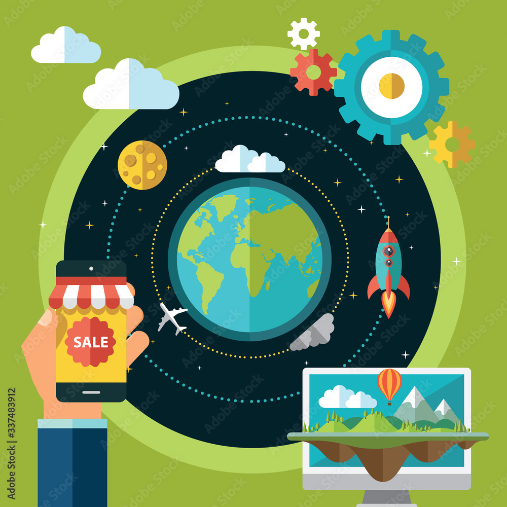 Infografía de Elementos Tecnológicos al Rededor del Mundo en Formato ...