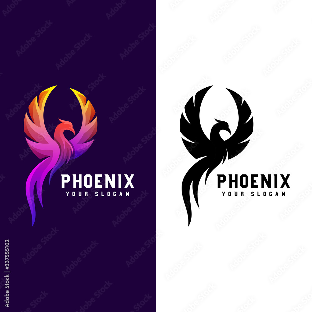 awesome phoenix gradient logo illustration two version Stock Vector ...