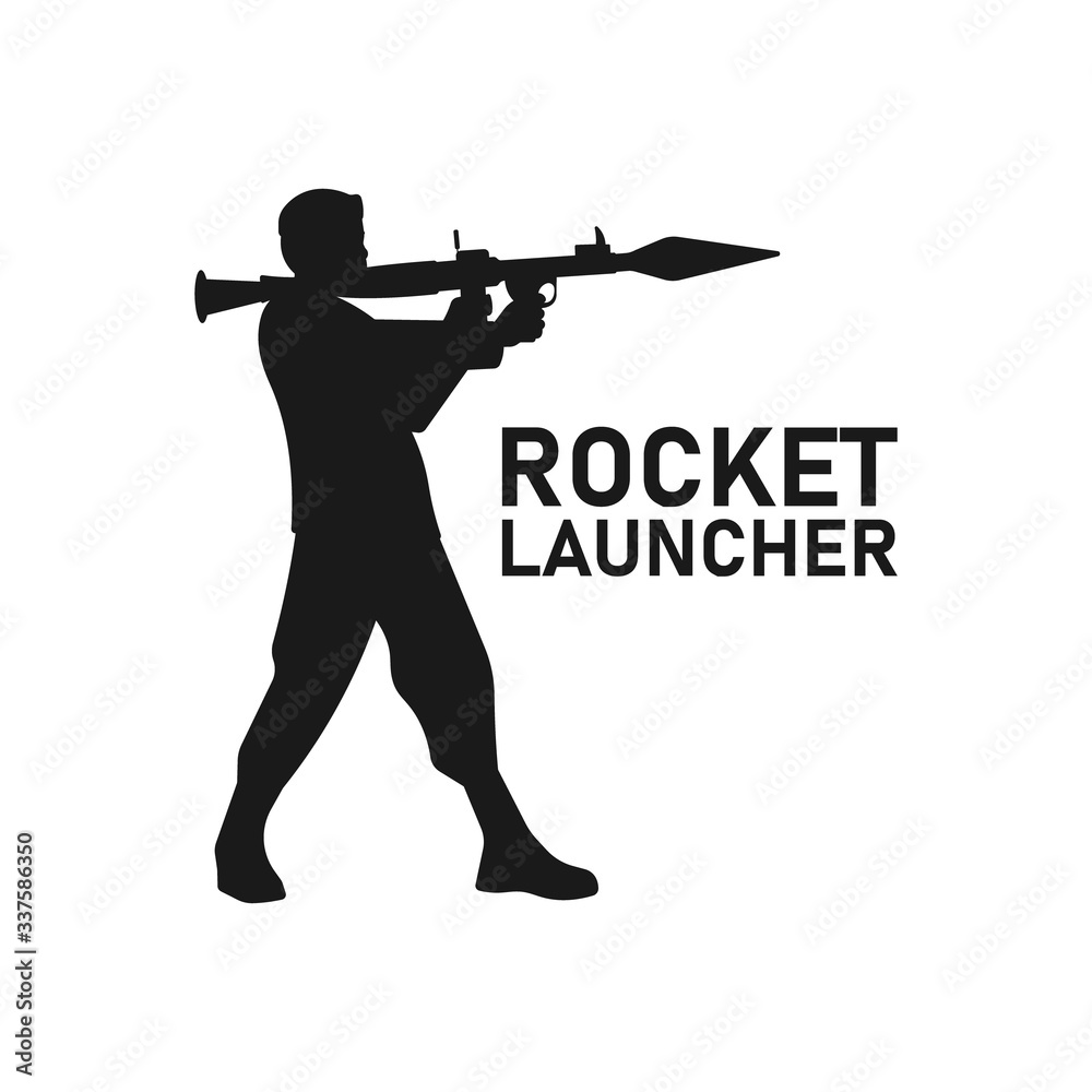 Vector de Stock Standing military soldier holding and aiming rocket ...