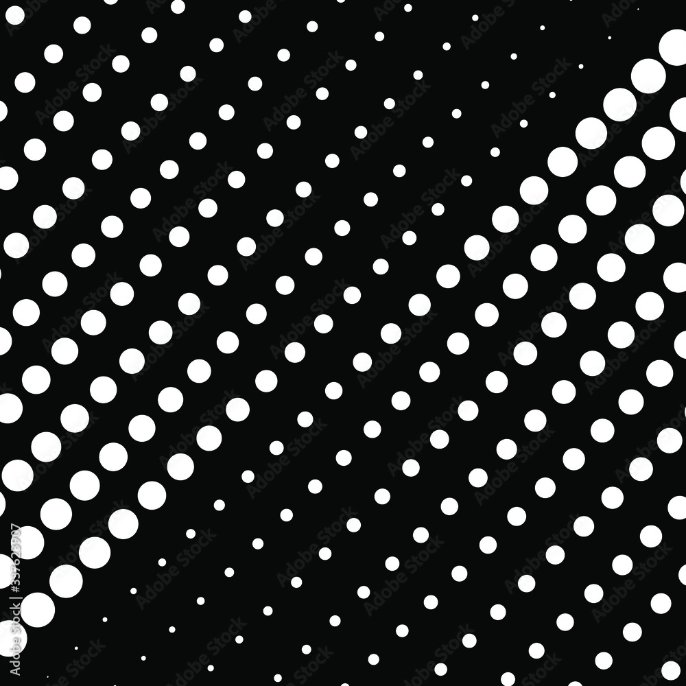 White oblique large halftone dots in speed lines form. Geometric art ...