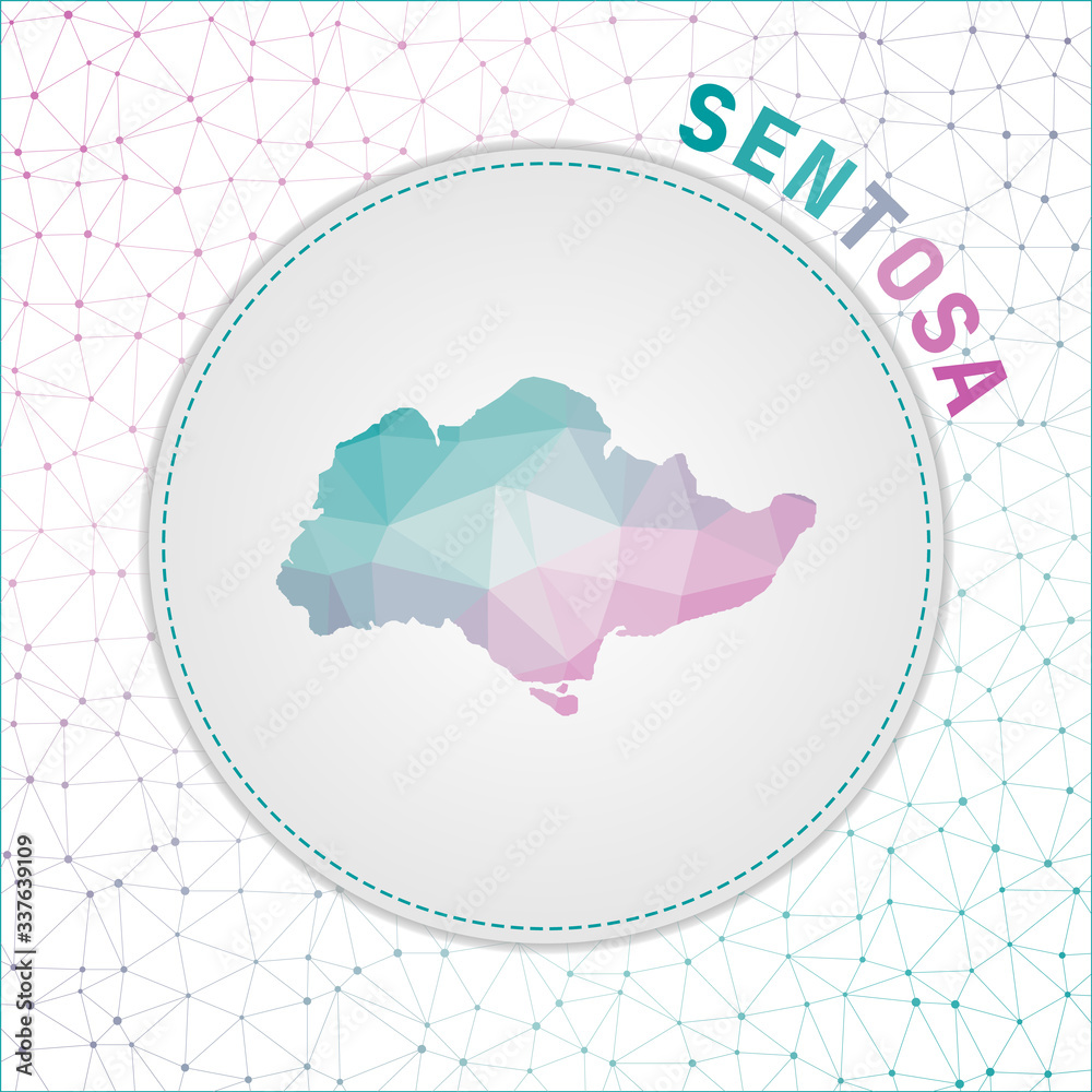 Vector polygonal Sentosa map. Map of the island with network mesh ...