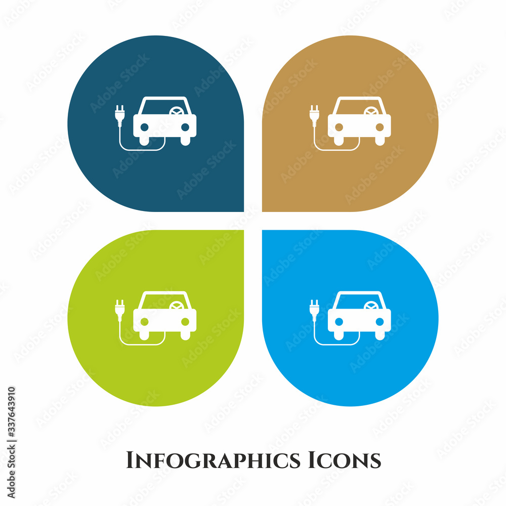 Car Charging Vector Illustration icon for all purpose. Isolated on 4 ...