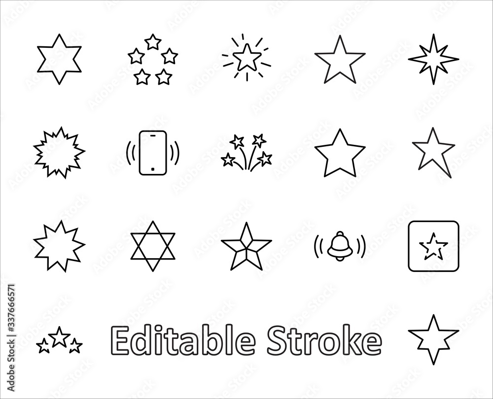 Set of Stars Vector Line Icons. Contains such Icons as Starry night ...