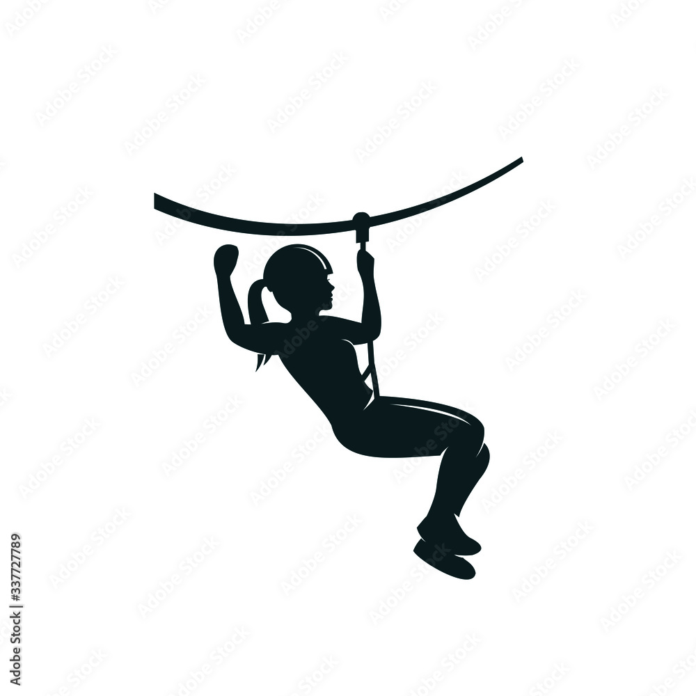 Ziplining Girl Vector Stock Vector | Adobe Stock