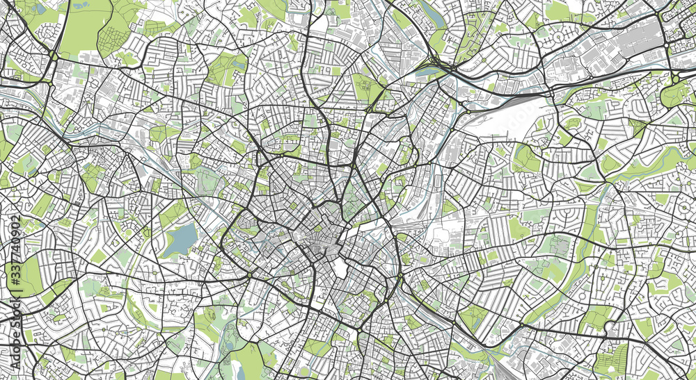 Detailed map of Birmingham, UK Stock Vector | Adobe Stock