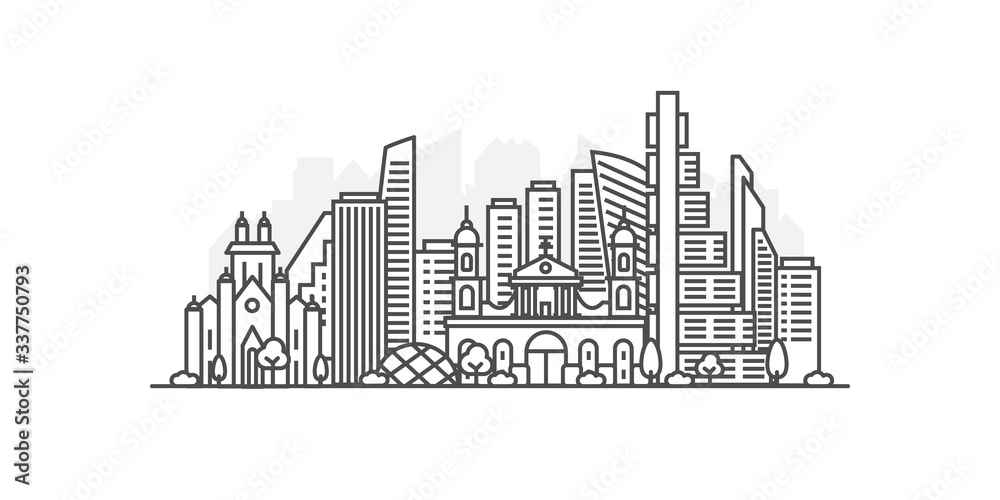 Vector de Stock Cityscape Building Line art vector Illustration design ...
