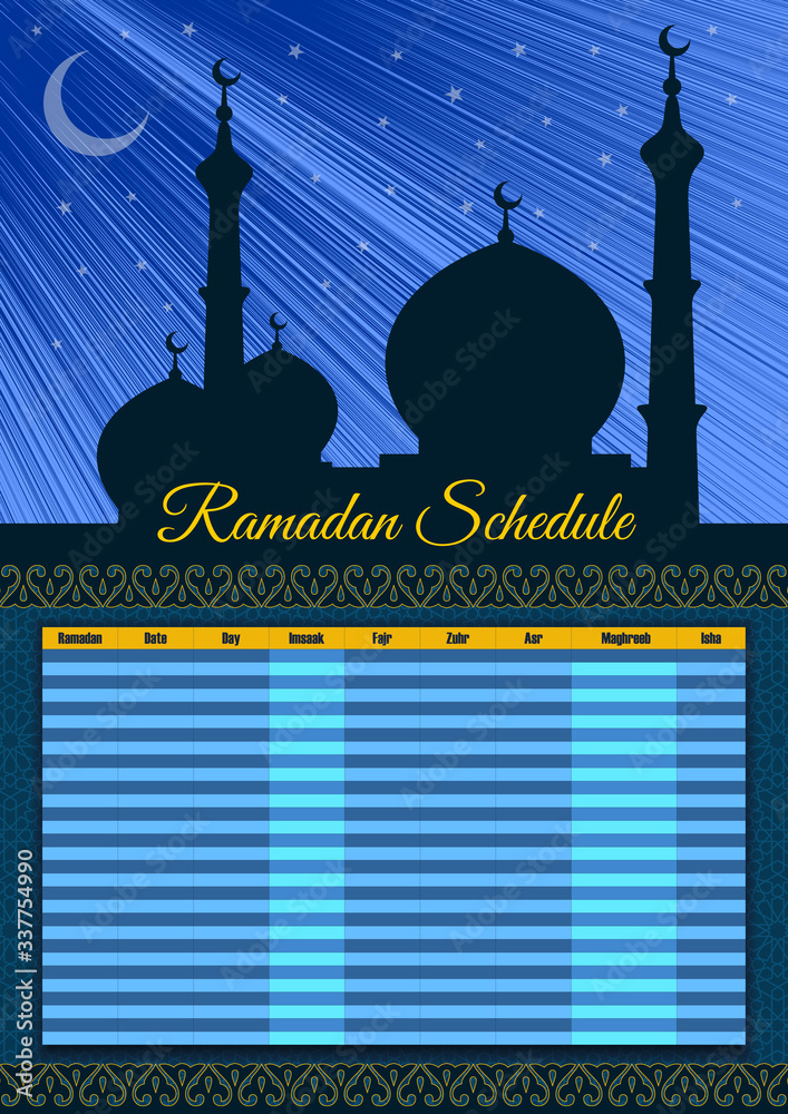 Ramadan Calendar Schedule - Fasting, Iftar and Prayer time table Guide ...