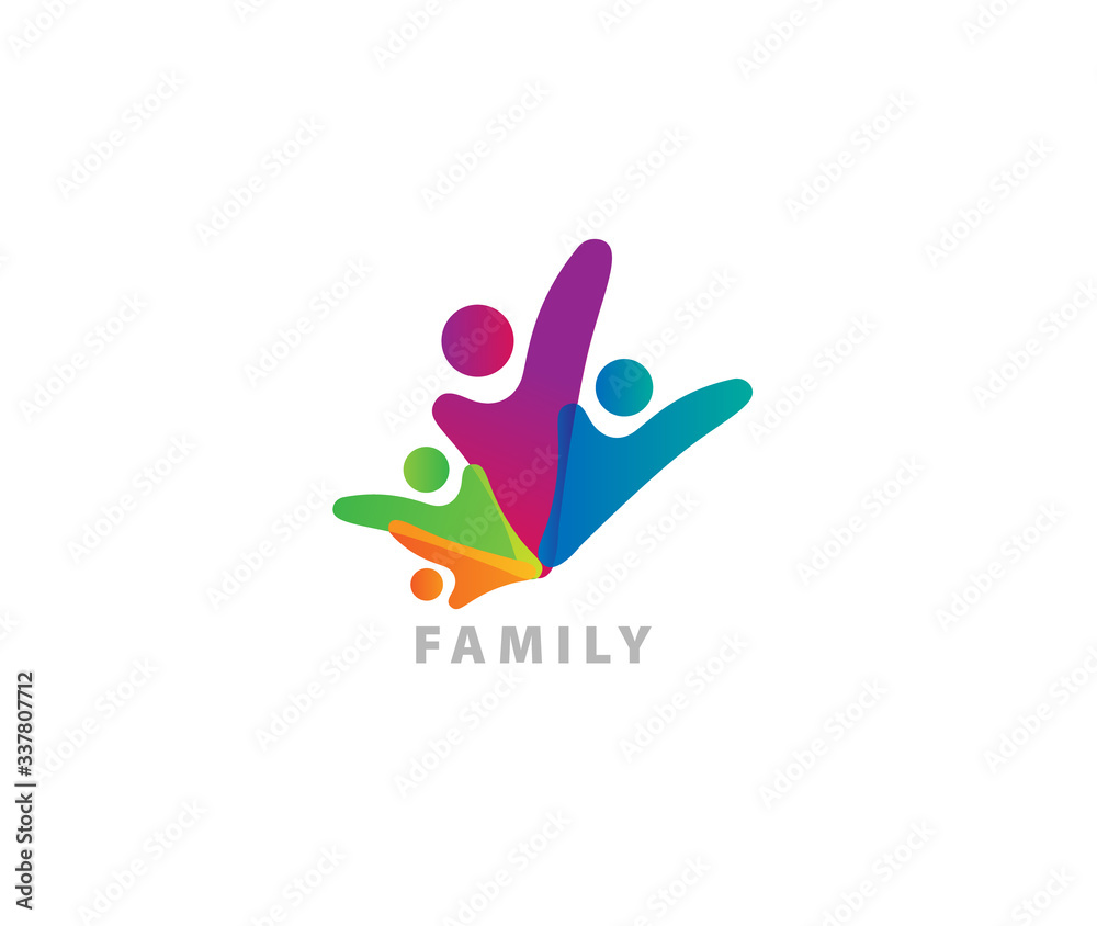 Colored Family logo design Stock Vector | Adobe Stock