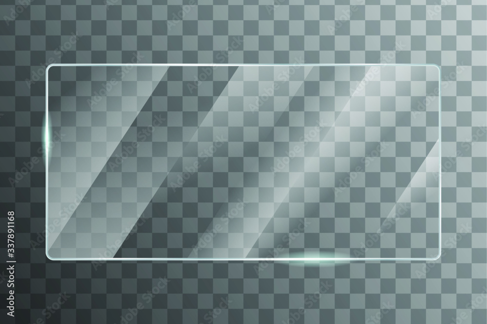 Glass with reflection effect in mockup vector. Acrylic and glass ...