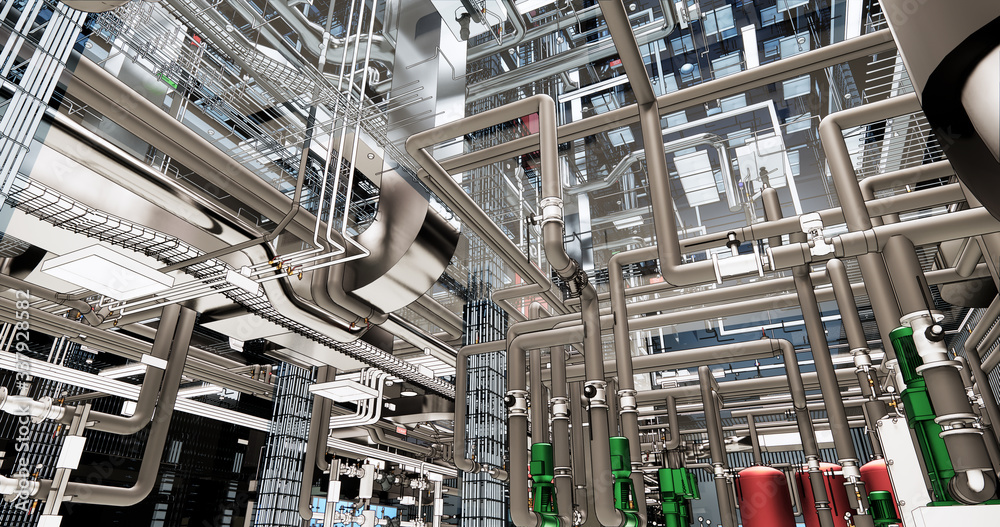 BIM model conceptual visualization of the utilities of the building ...