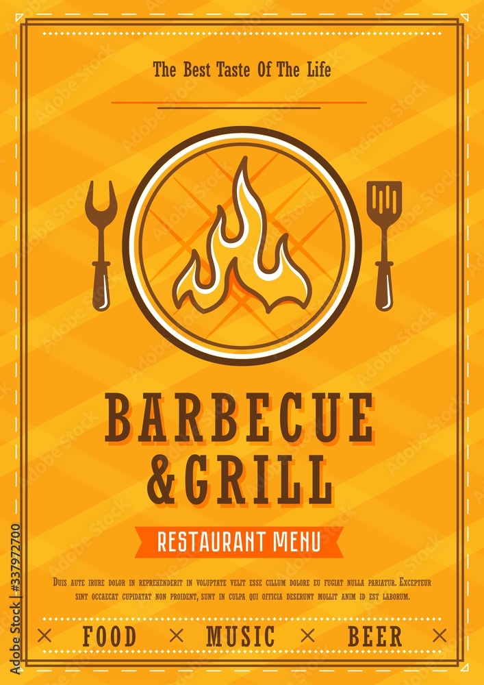 Restaurant menu. Barbecue and grill menu layout design brochure or food ...
