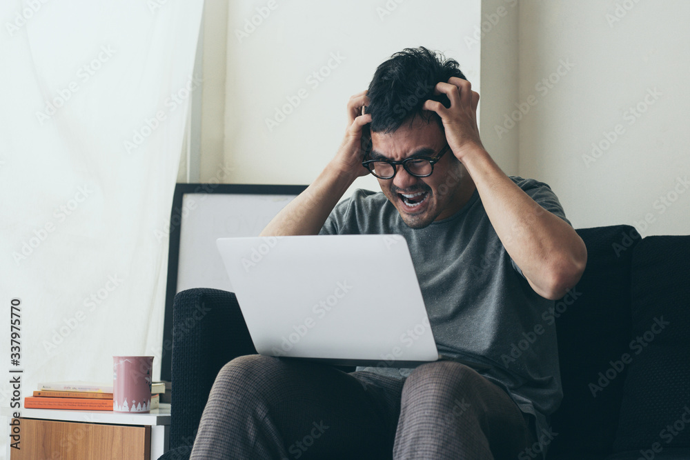 serious people frustrated exhausted work stress concept.asian man ...