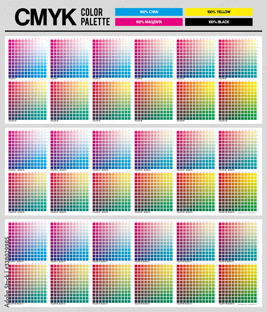 Vektor Stok Colour palette to CMYK. Process color. Color palette color ...