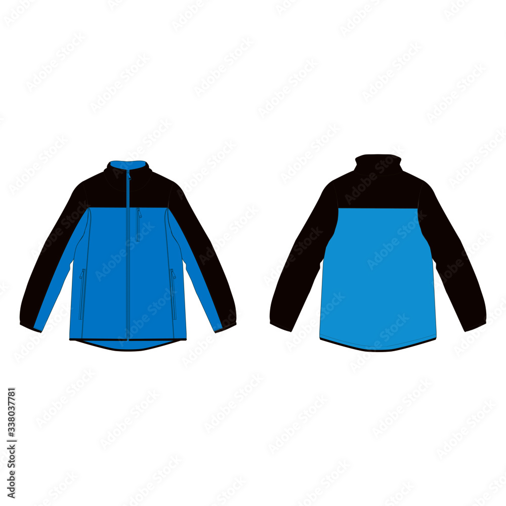 Softshell Jacket Fashion Vector Mock Up Template Front and back View ...