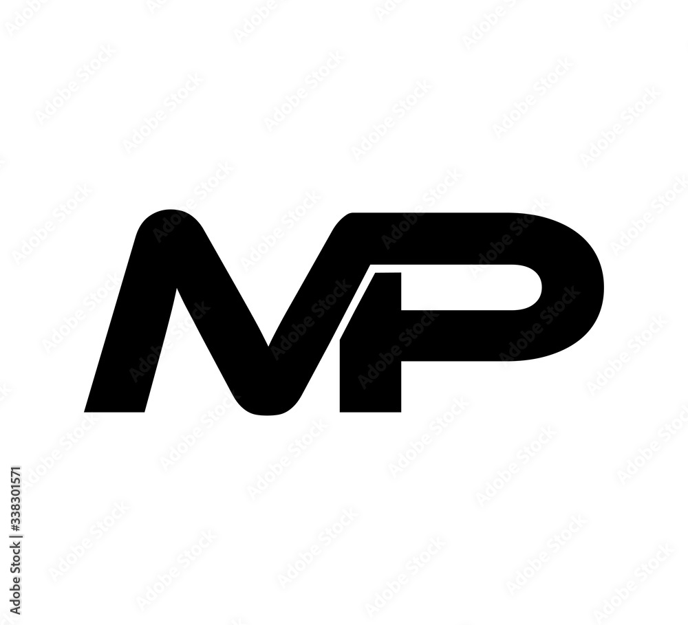 Initial 2 letter Logo Modern Simple Black MP Stock Vector | Adobe Stock
