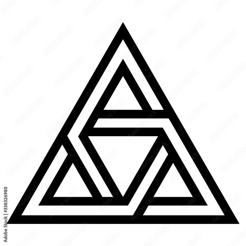 Logo tattoo triangle with interlocking sides, vector futuristic design ...