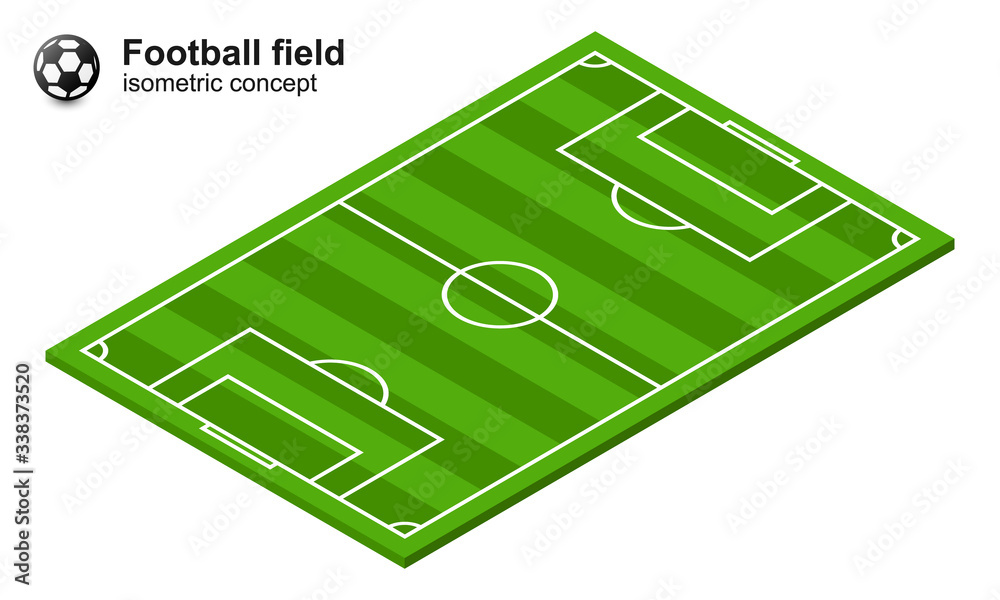 Isometric football/soccer field vector illustration isolated on white ...