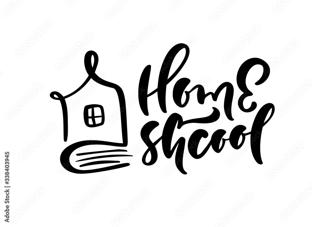 Concept of home schooling logo. Vector Home School calligraphy ...