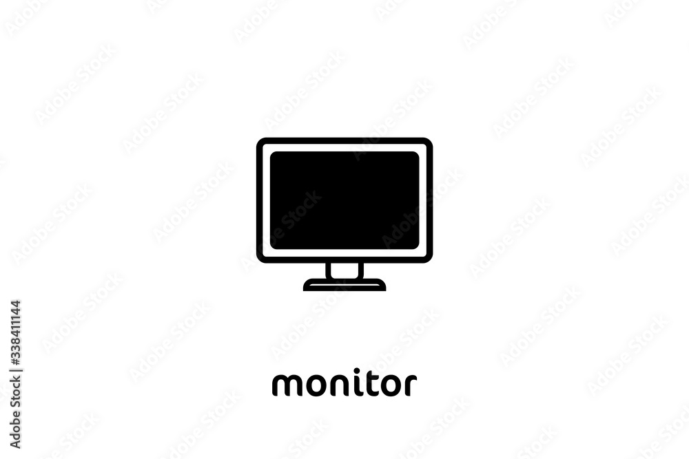 Monitor pc computer smart icon vector black and white simple isolated ...