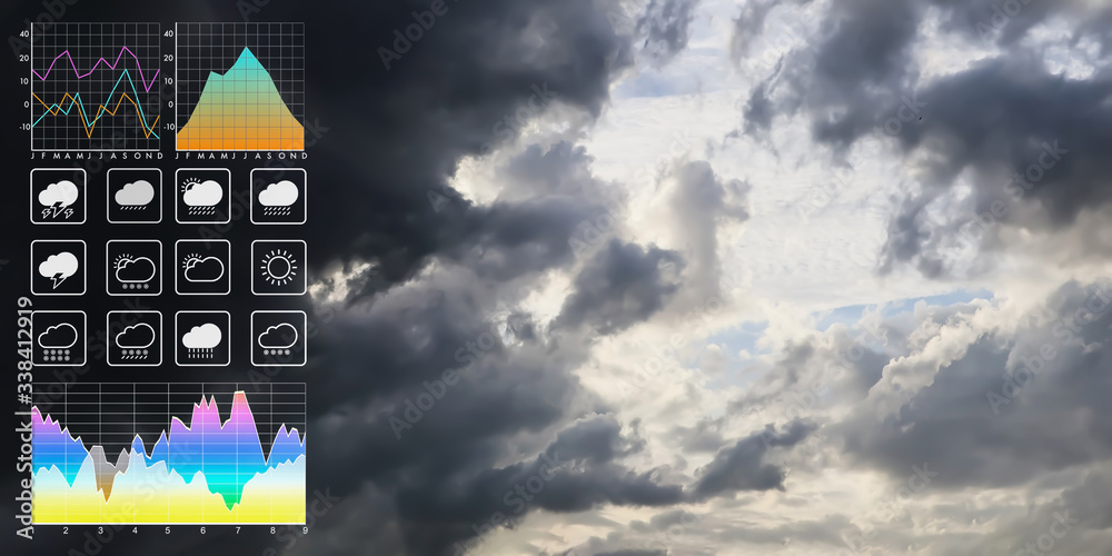 Weather forecast symbol data presentation with graph and chart on ...