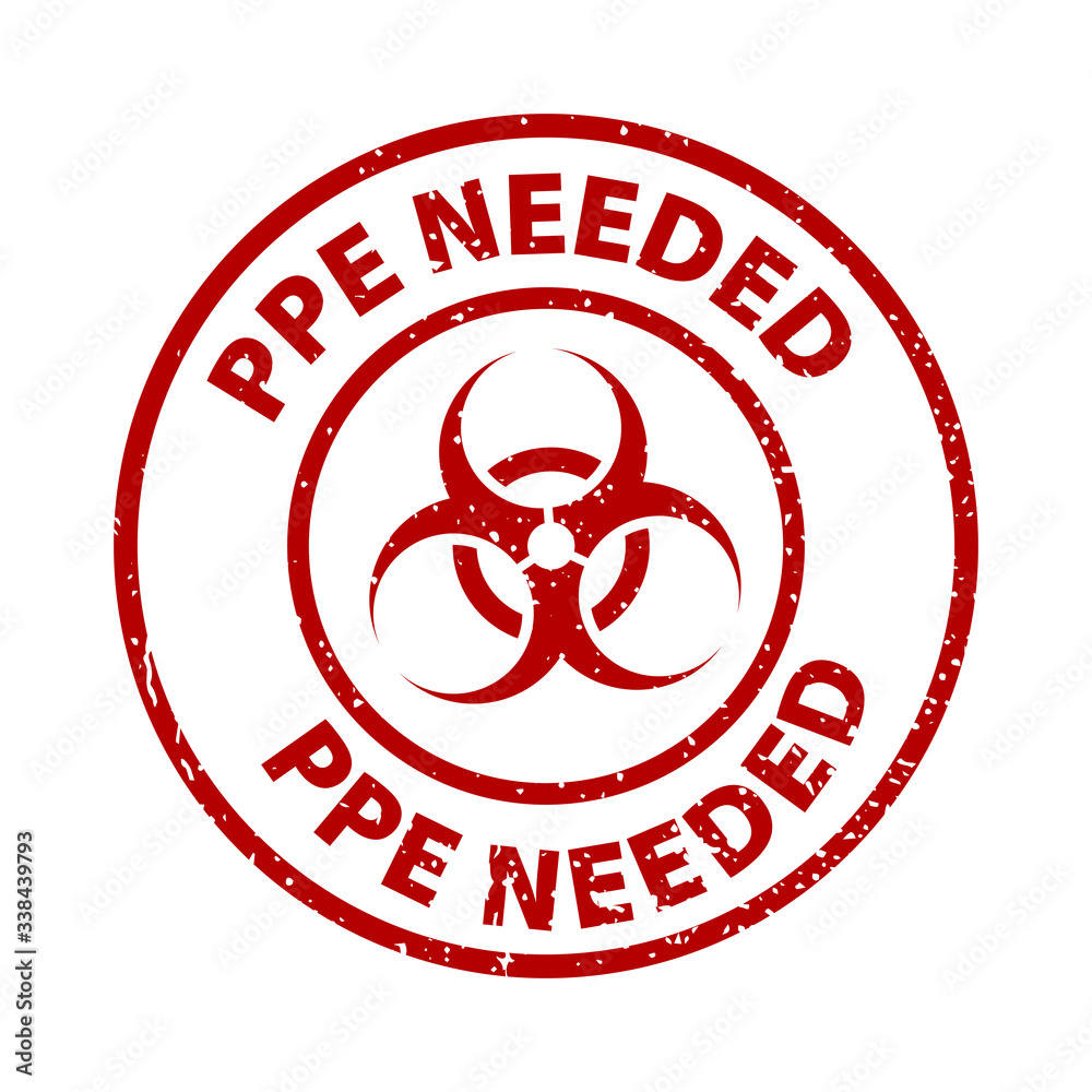 PPE Needed rule red square rubber seal stamp on transparent background ...