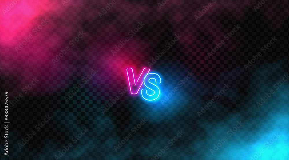 Neon Versus Logo. VS Vector Letters Illustration. Competition Icon ...