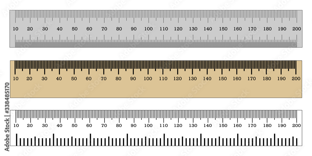Rulers Inch and metric rulers. Measuring tool. Centimeters and inches ...