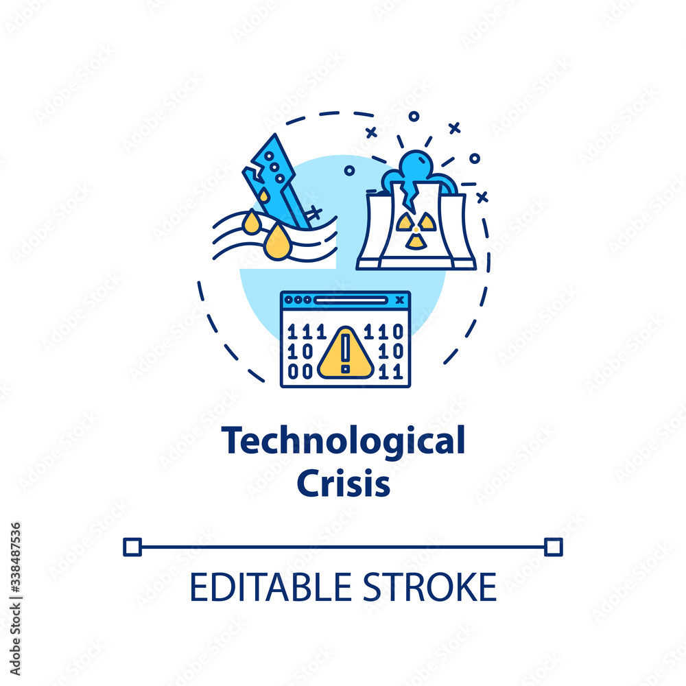 Technological crisis concept icon. Technology failure idea thin line ...