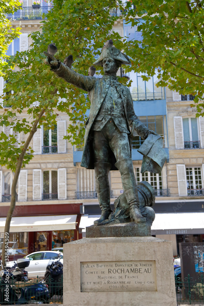 Statue of Commander Rochambeau at the rue de Galiera and rue de ...