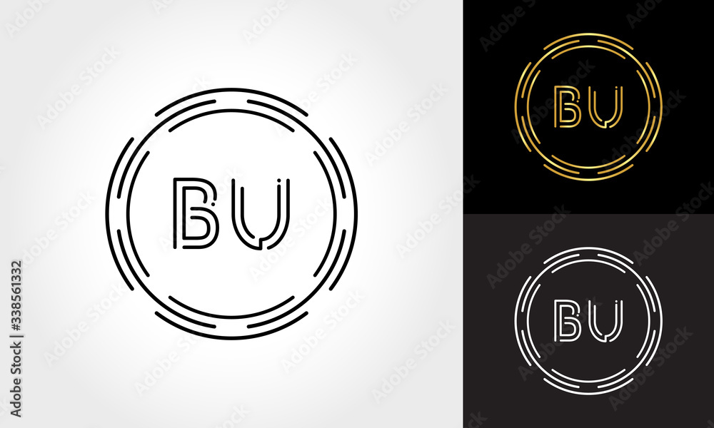 Initial Letter BU Logo Creative Typography Vector Template. Digital Abstract Letter BU Logo ...