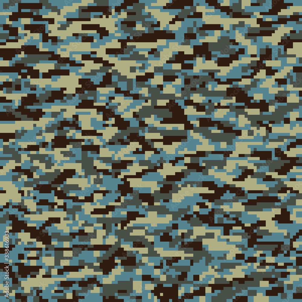 Seamless digital pixel classic camouflage pattern. Camo fishing hunting ...