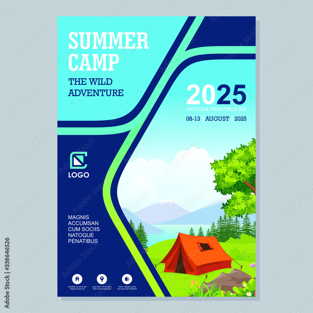 Summer Camp Flyer and Poster Template, with modern layout and beautiful ...
