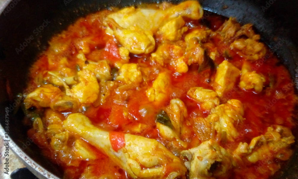 Famous south indian menu of chicken curry images while cooking bird hen ...