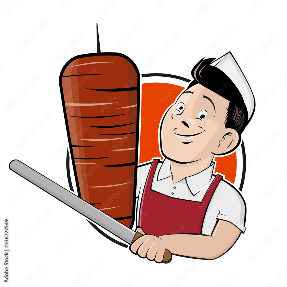 funny doner kebap logo in cartoon style Stock Vector | Adobe Stock