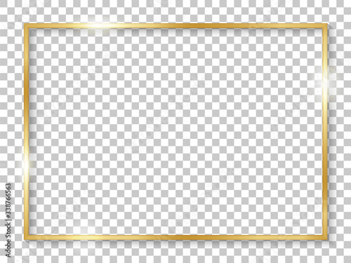Gold rectangle border. Gold frame boarder. Golden vintage border. Shiny ...