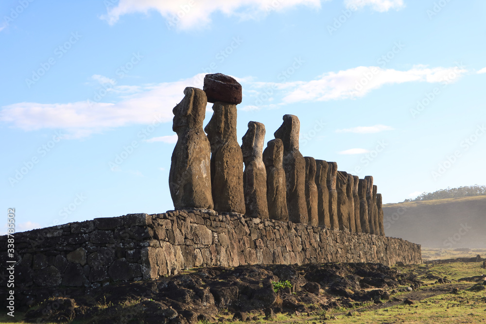 15 Gigantic Moai Statues of Ahu Tongariki View from the Back, UNESCO ...