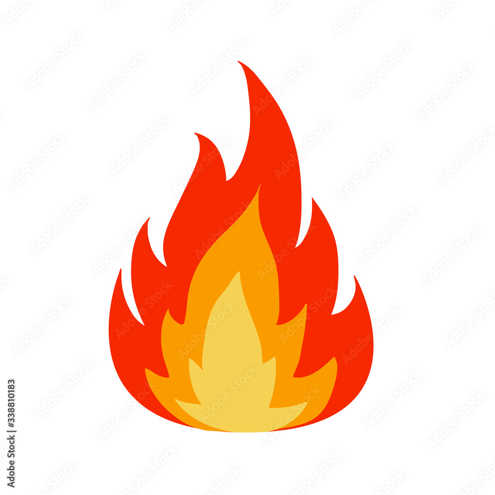 Fire emoji illustration. Simple light dangerous energy flame burns ...
