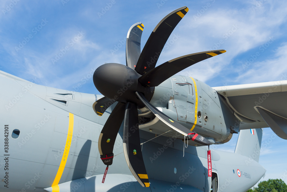 BERLIN, GERMANY - MAY 21, 2014: Turboprop engine Europrop TP400-D6 ...