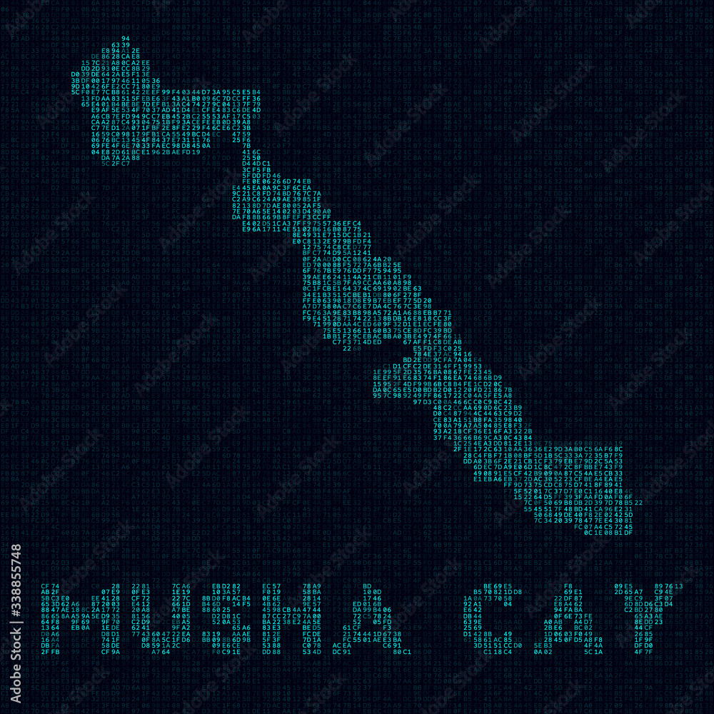 Musha Cay tech map. Island symbol in digital style. Cyber map of Musha ...