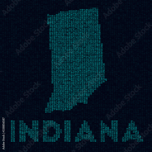 Indiana tech map. Us state symbol in digital style. Cyber map of ...